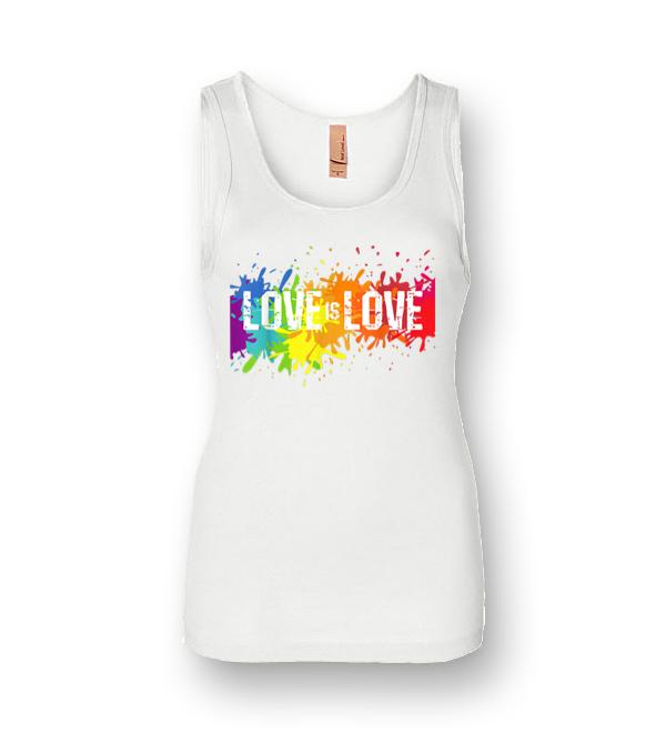 Gay Pride Love Is Love Lgbt Rainbow Flag Colors Splash Womens Jersey